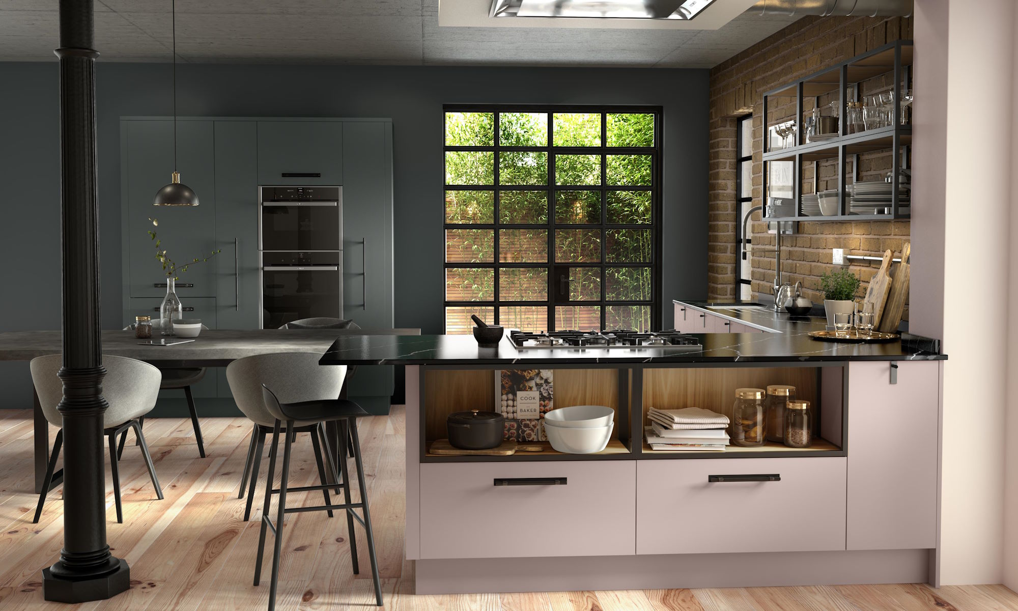 Porter Matt Painted Kitchen | Modern Slab Doors - Kitchen Units Online