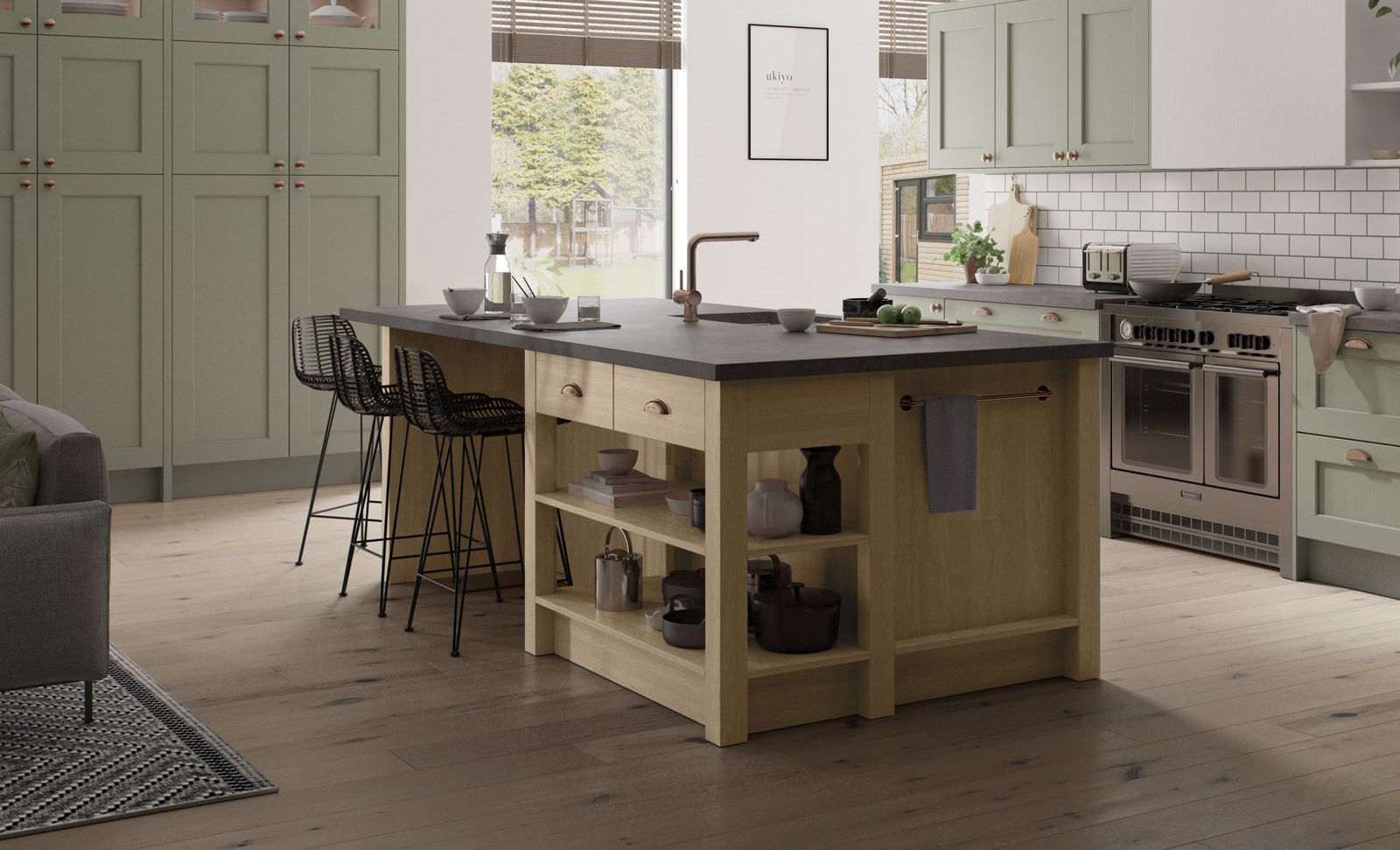 Wakefield light oak shaker kitchen - Kitchen Units Online